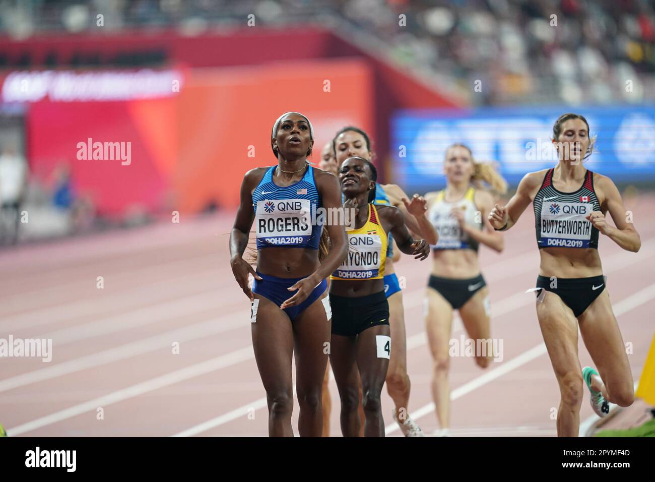 Raevyn Rogers running the 800m at the 2019 World Athletics ...
