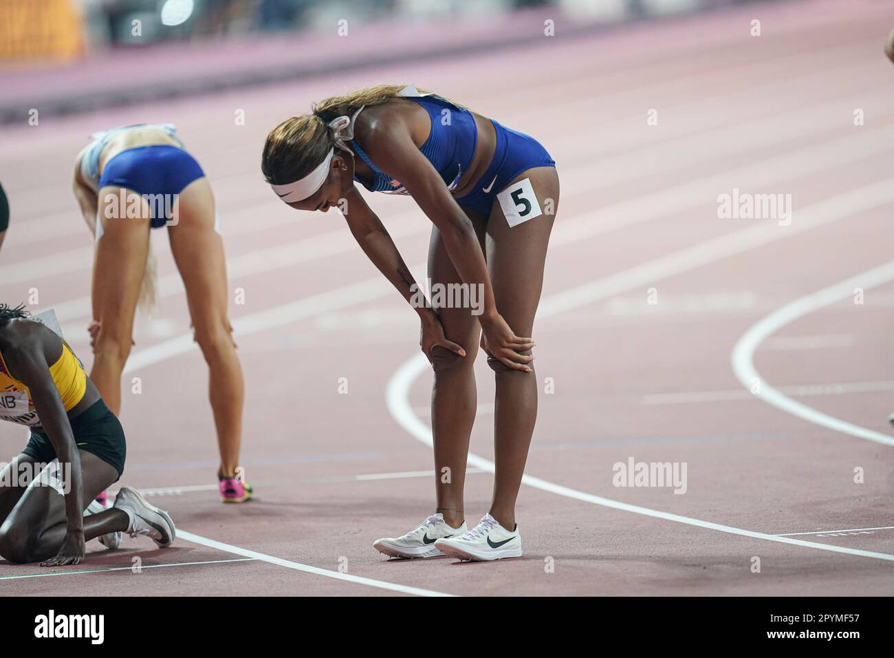 Raevyn Rogers running the 800m at the 2019 World Athletics ...
