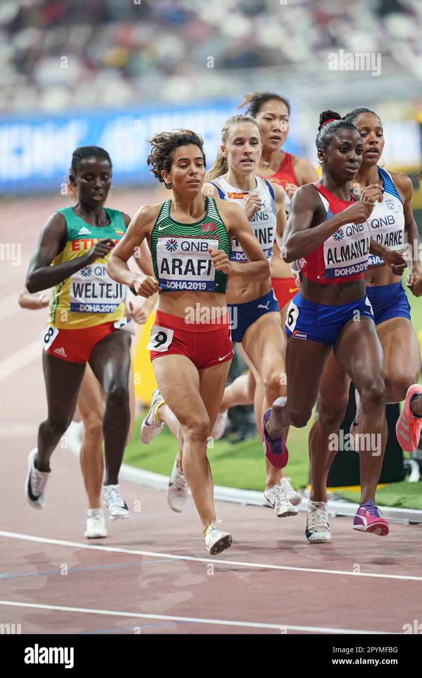 Rababe Arafi running the 800m at the 2019 World Athletics Championships in Doha Stock Photo - Alamy