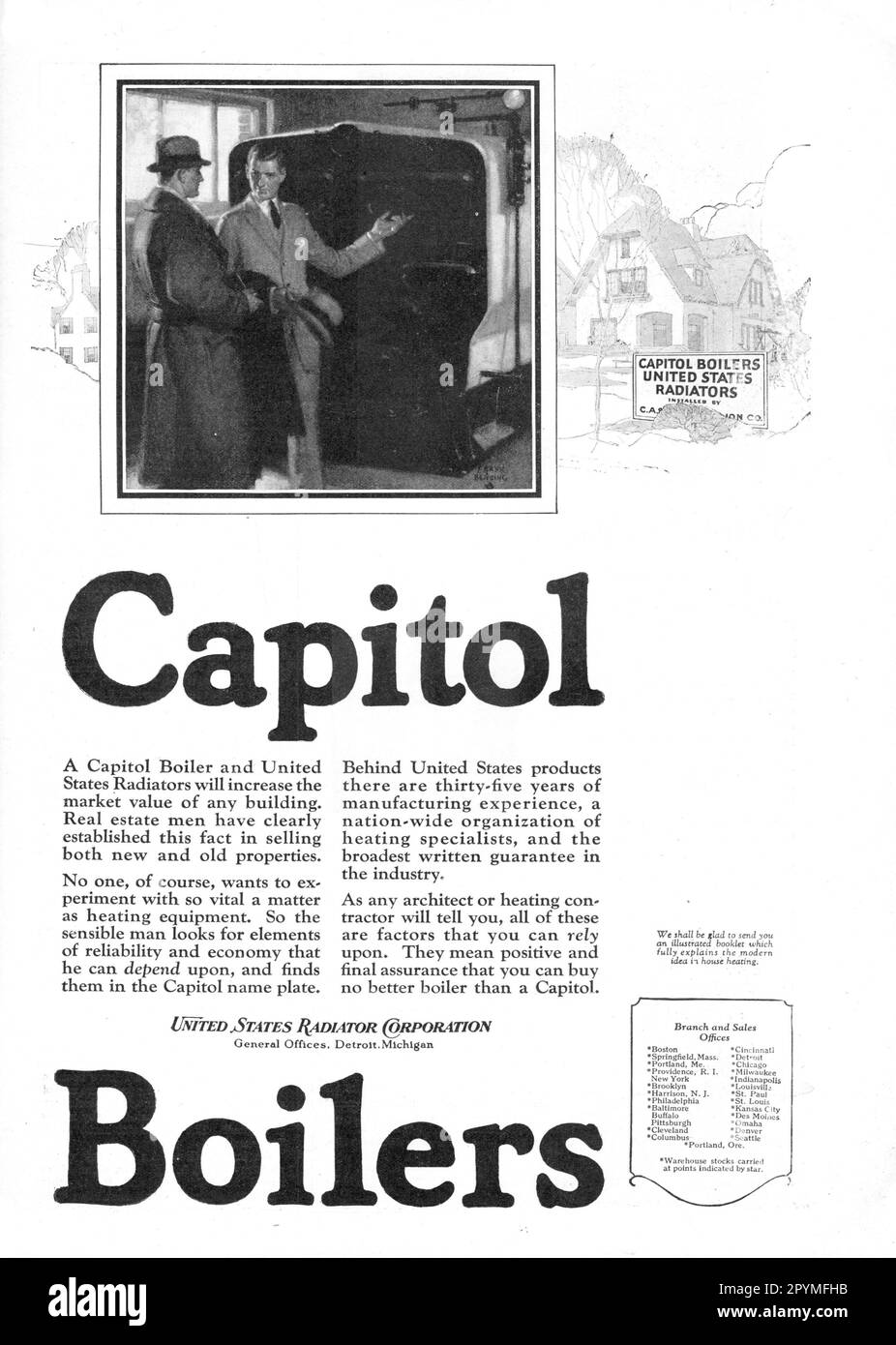 Capitol Boilers antique advertisement, poster size, A3 Stock Photo - Alamy