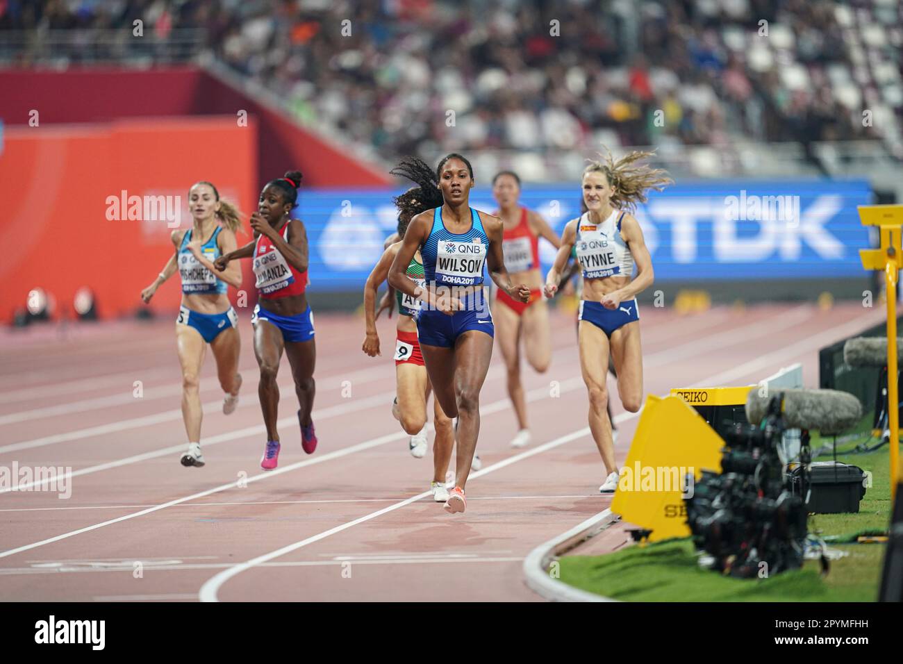 Ajeé Wilson running the 800m at the 2019 World Athletics Championships ...