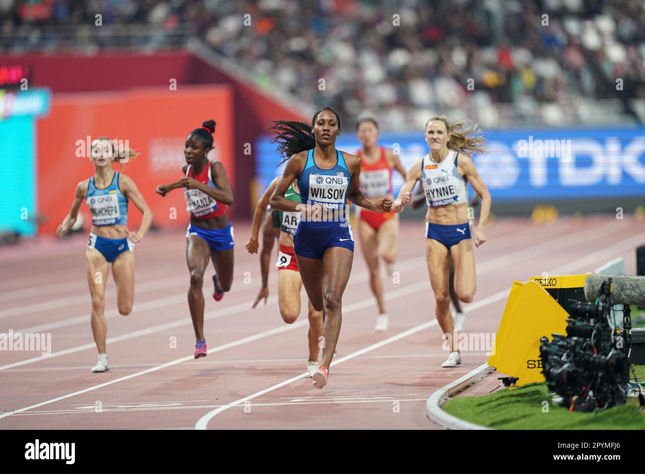 Ajeé Wilson running the 800m at the 2019 World Athletics Championships ...