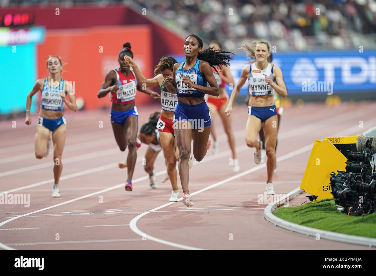 Ajeé Wilson running the 800m at the 2019 World Athletics Championships ...