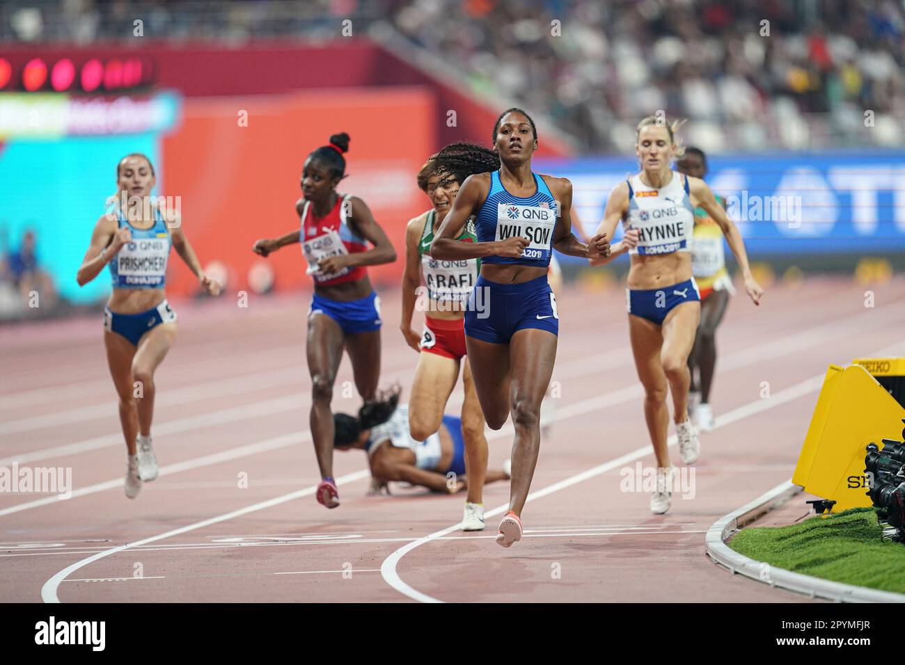 Ajeé Wilson running the 800m at the 2019 World Athletics Championships ...