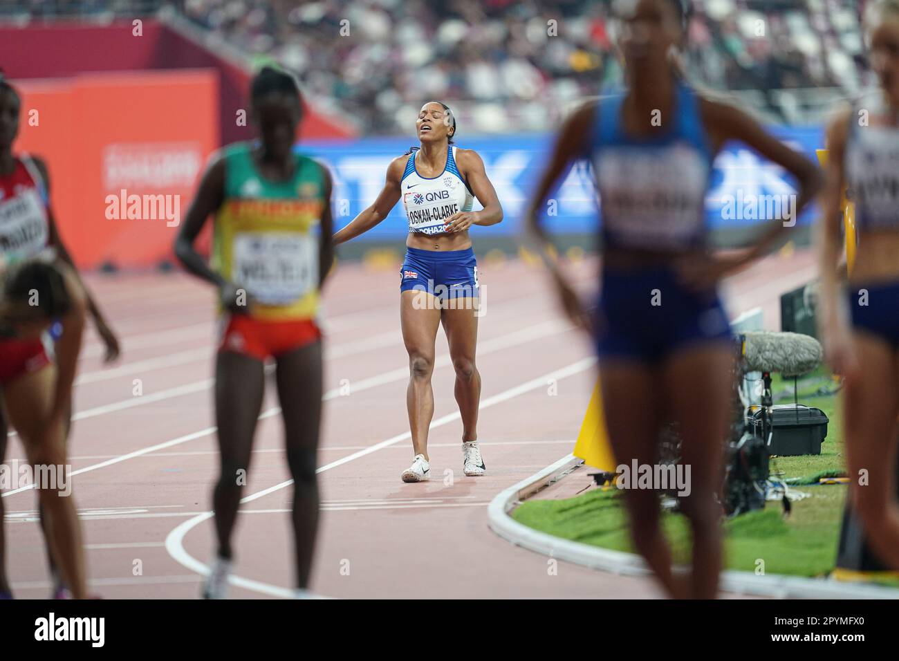 Shelayna Oskan-Clarke running the 800m at the 2019 World Athletics ...