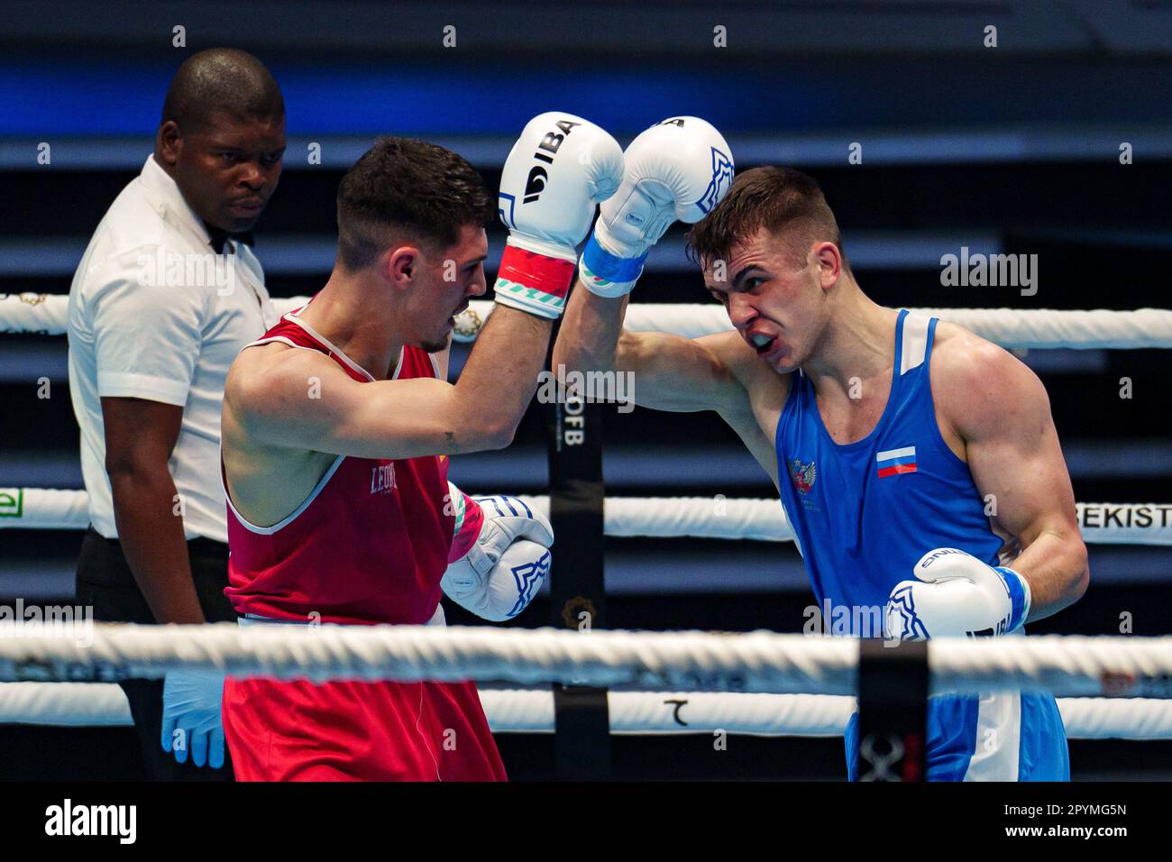 Tashkent, Uzbekistan. 3rd May, 2023. Igor Sviridchenkov (R) of Russia ...
