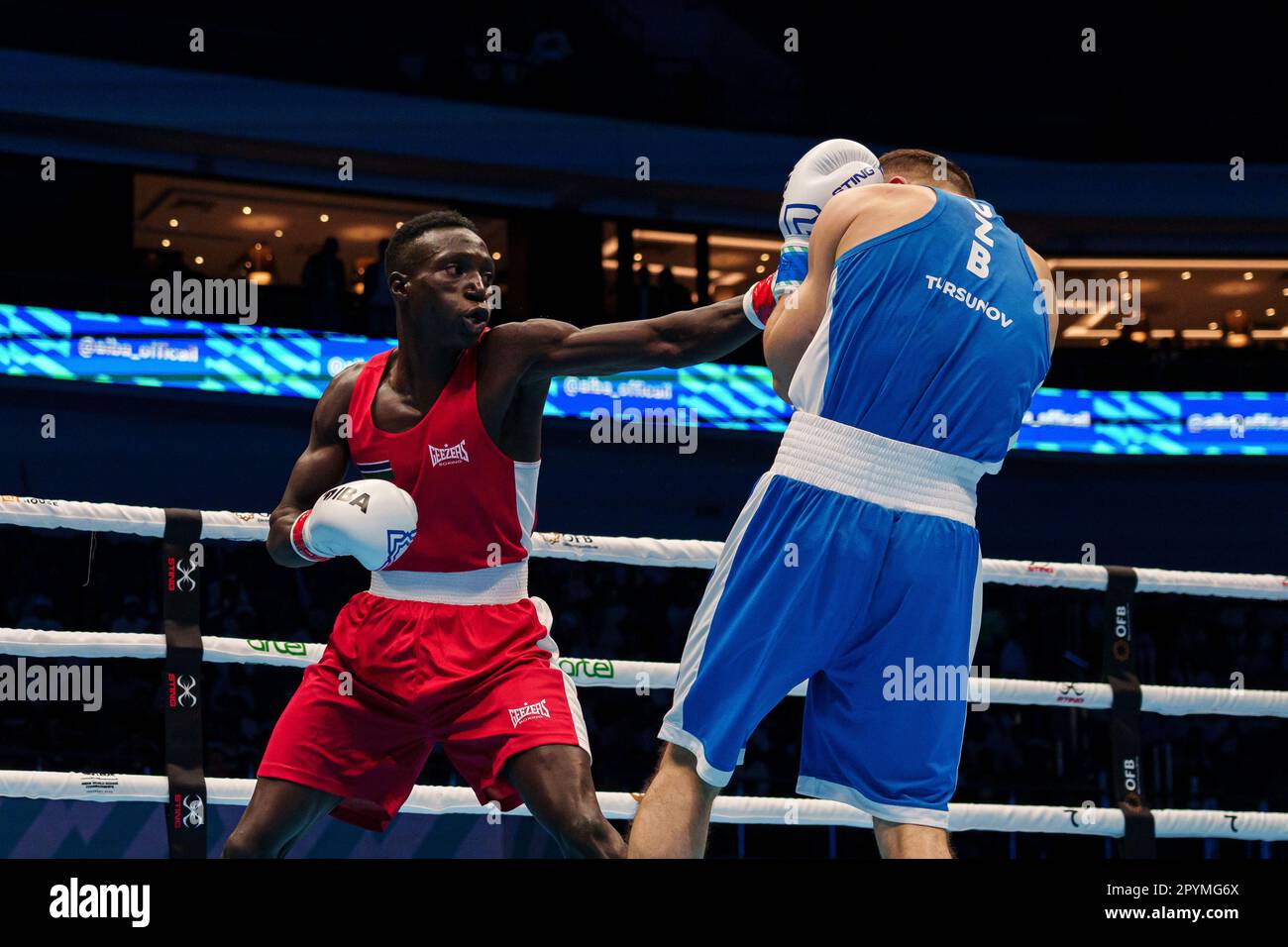Tashkent, Uzbekistan. 3rd May, 2023. Marry Corr (L) of Gambia competes ...
