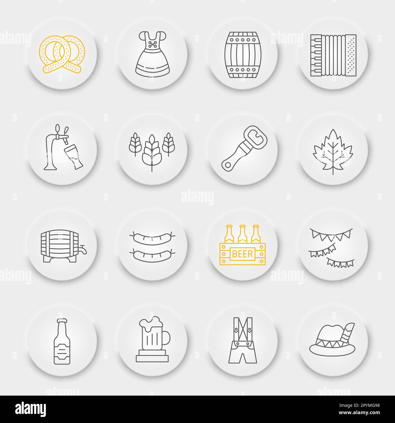 Oktoberfest line icon set, bavarian holiday symbols collection, vector ...