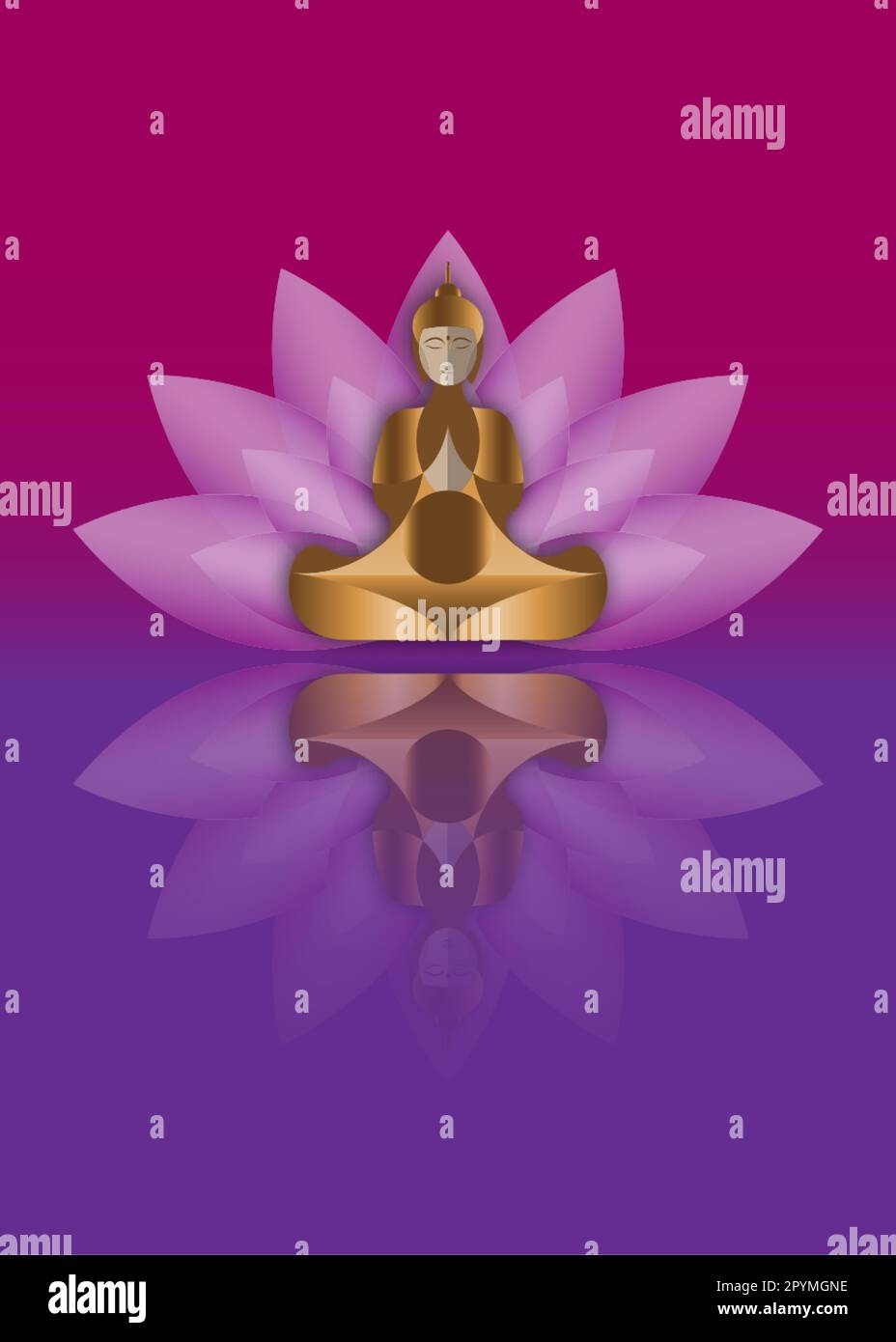 Happy Buddha Purnima Vesak, Buddhist festival, Golden Buddha sitting on ...