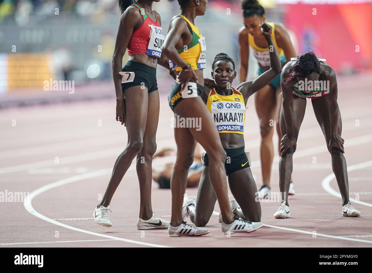 Halimah Nakaayi running the 800m at the 2019 World Athletics ...