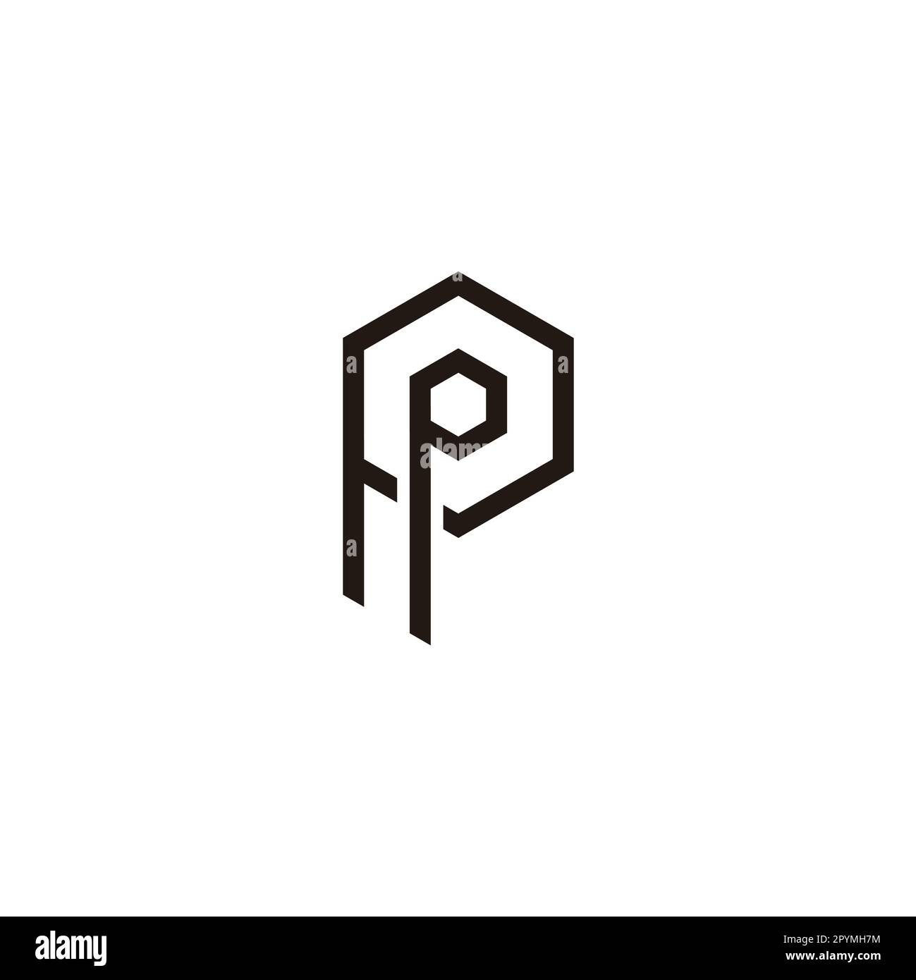 Letter p hexagon lines, geometric symbol simple logo vector Stock ...