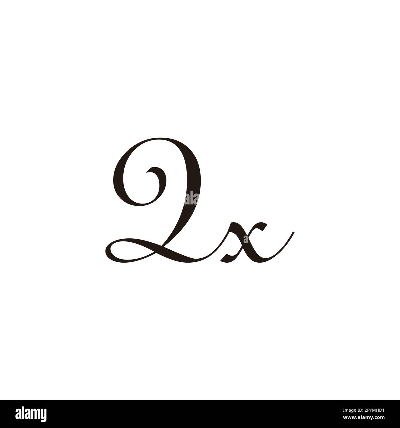 Number 2 ,letter x connect geometric symbol simple logo vector Stock ...