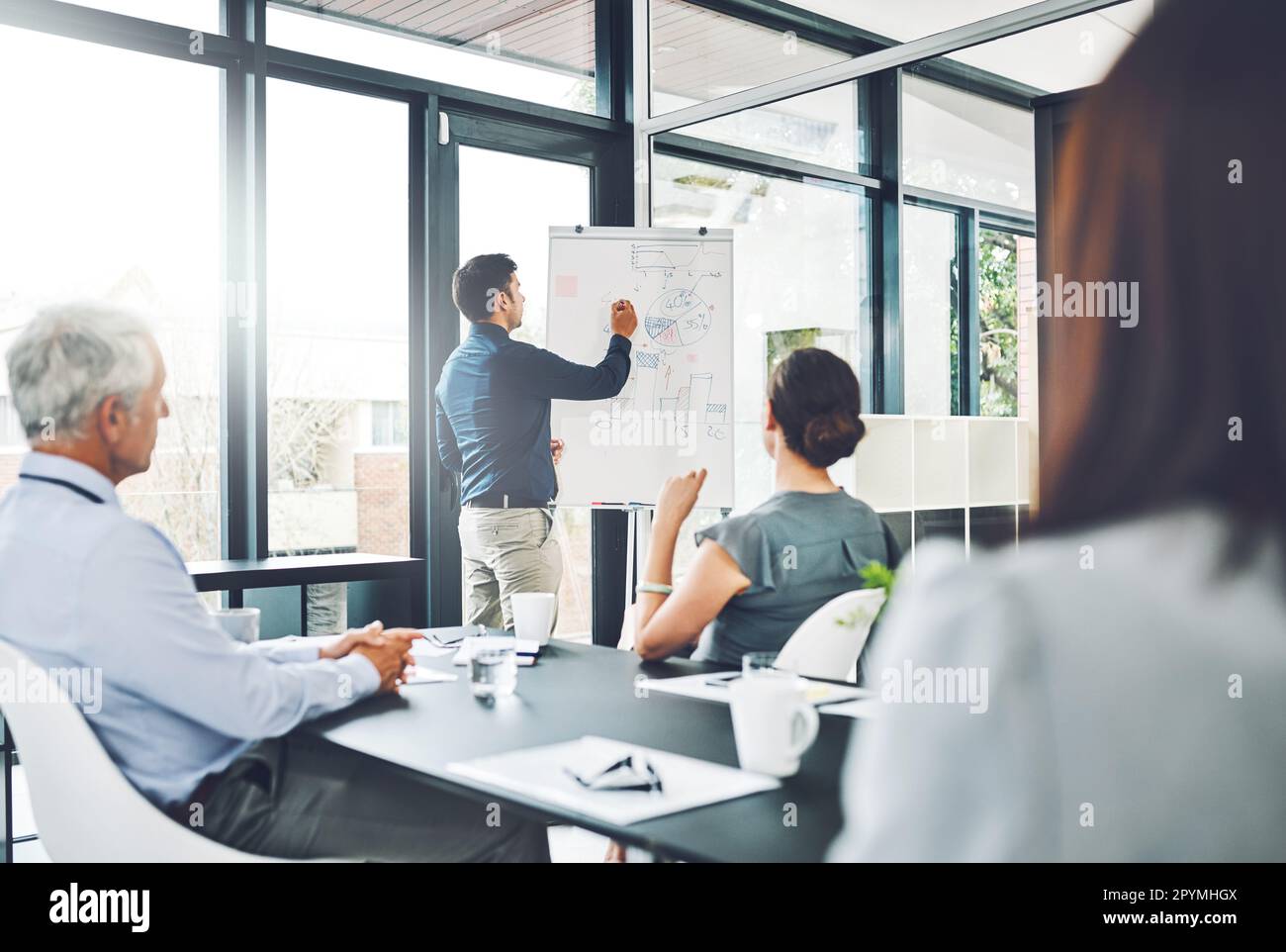 Showing them what it all means. a group of corporate businesspeople ...
