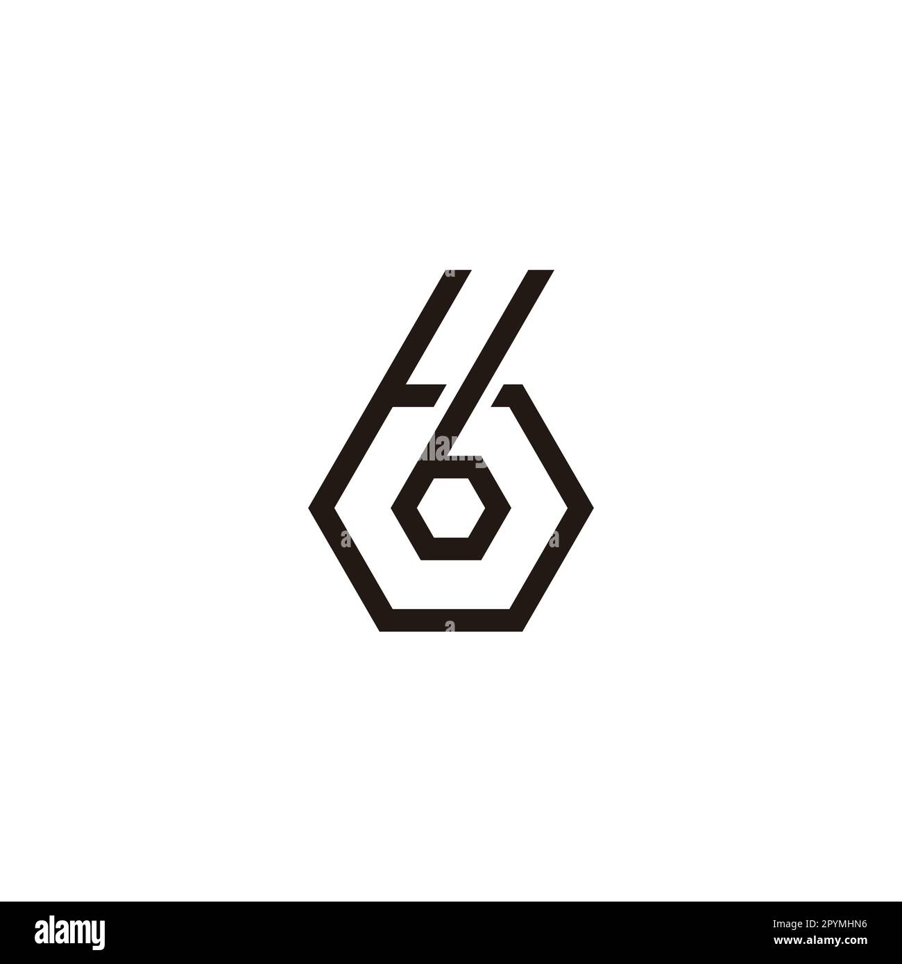 Number 6 hexagon, lines geometric symbol simple logo vector Stock ...
