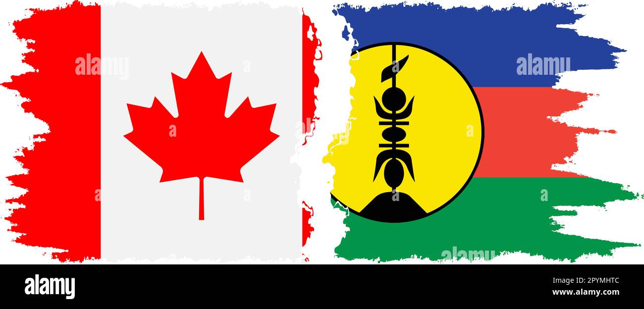 New Caledonia and Canada grunge flags connection, vector Stock Vector ...