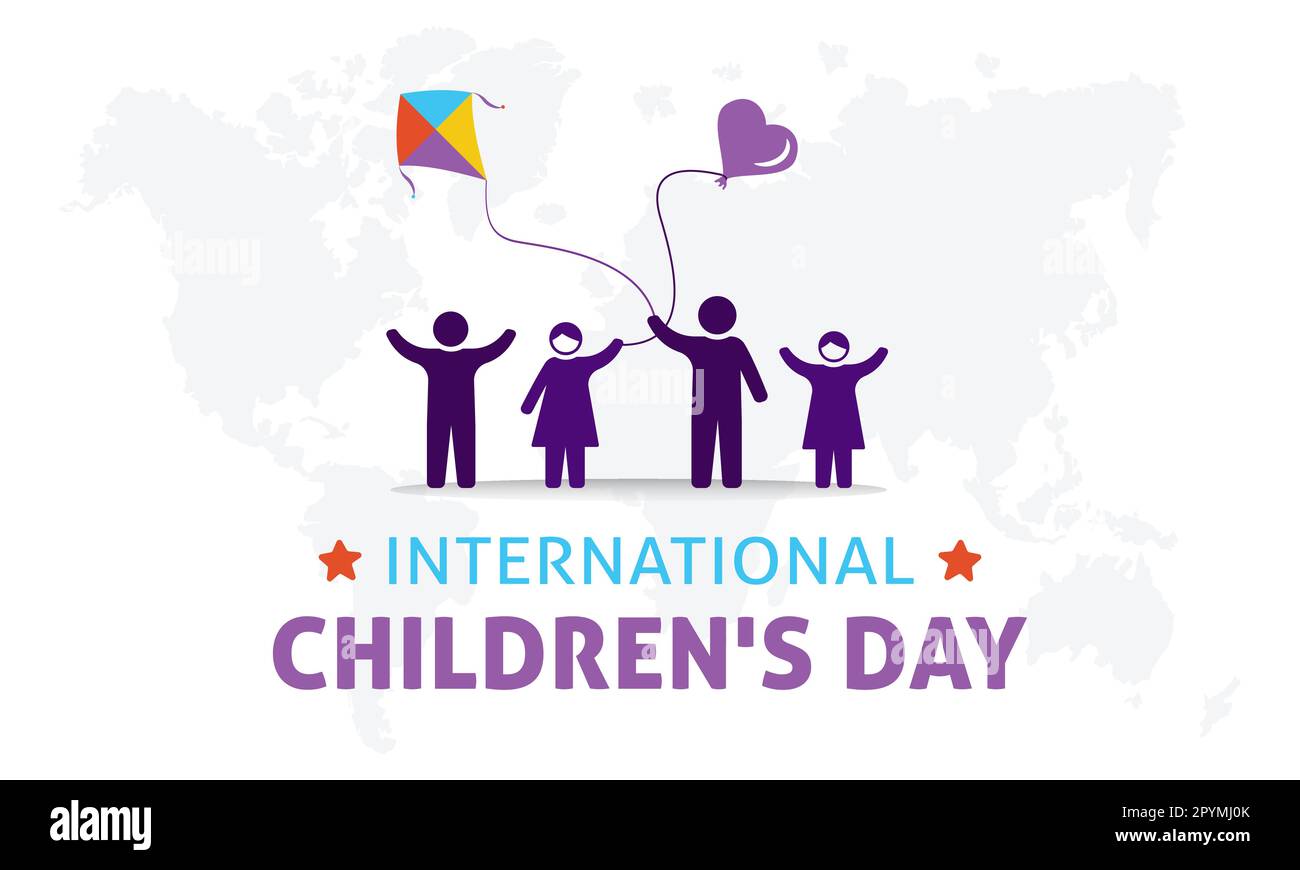 International children's day. Vector illustration of happy children's ...