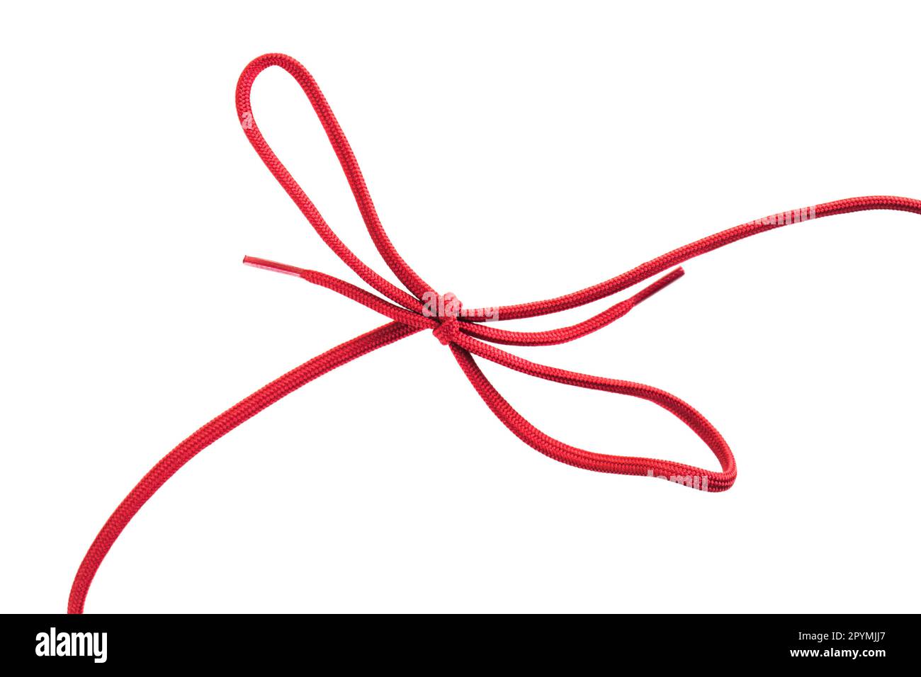 red shoe laces with a knot against white background Stock Photo - Alamy