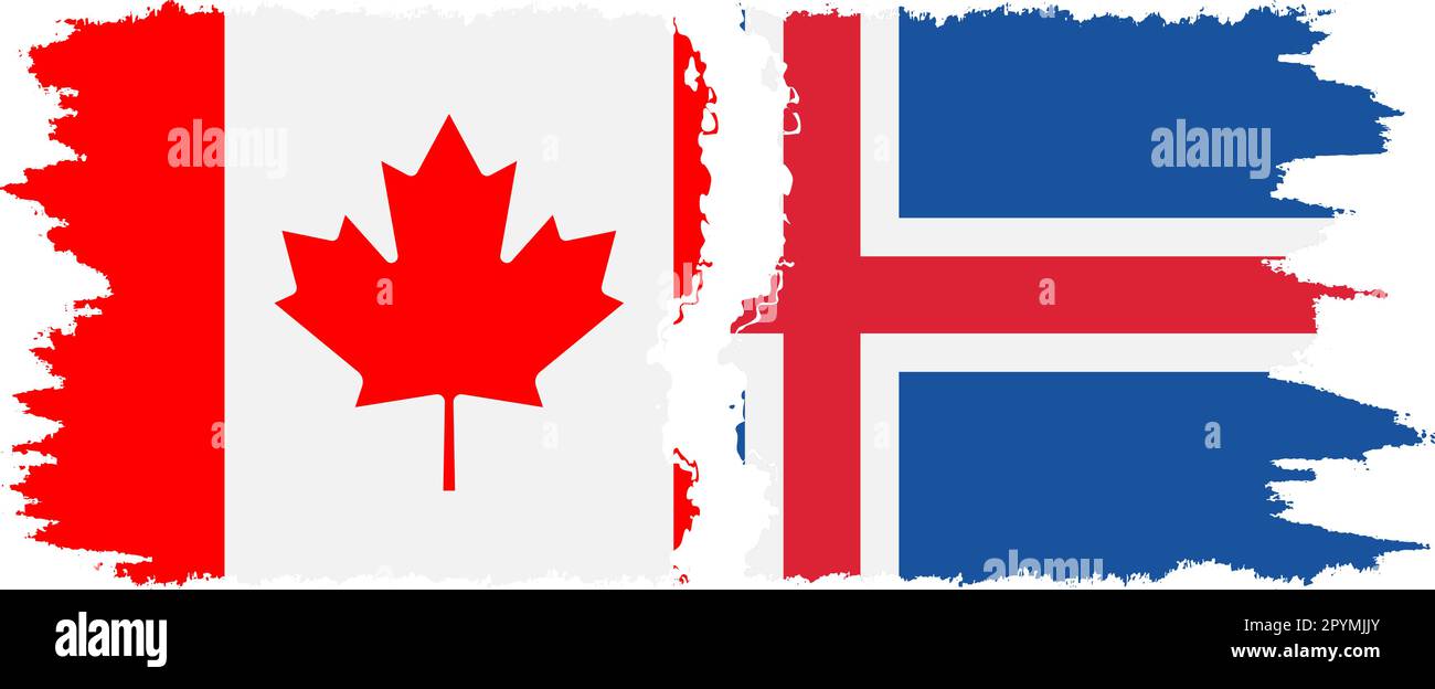 Iceland and Canada grunge flags connection, vector Stock Vector Image ...