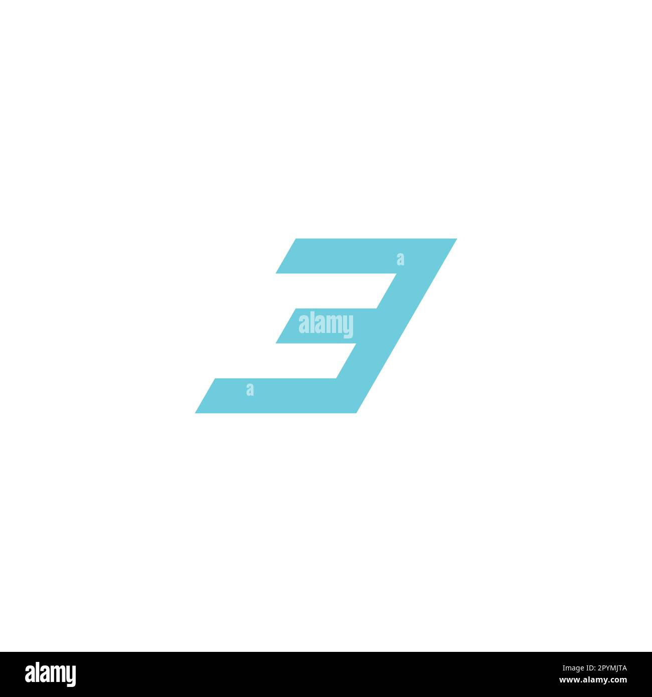 Number 3 blue, modern geometric symbol simple logo vector Stock Vector ...