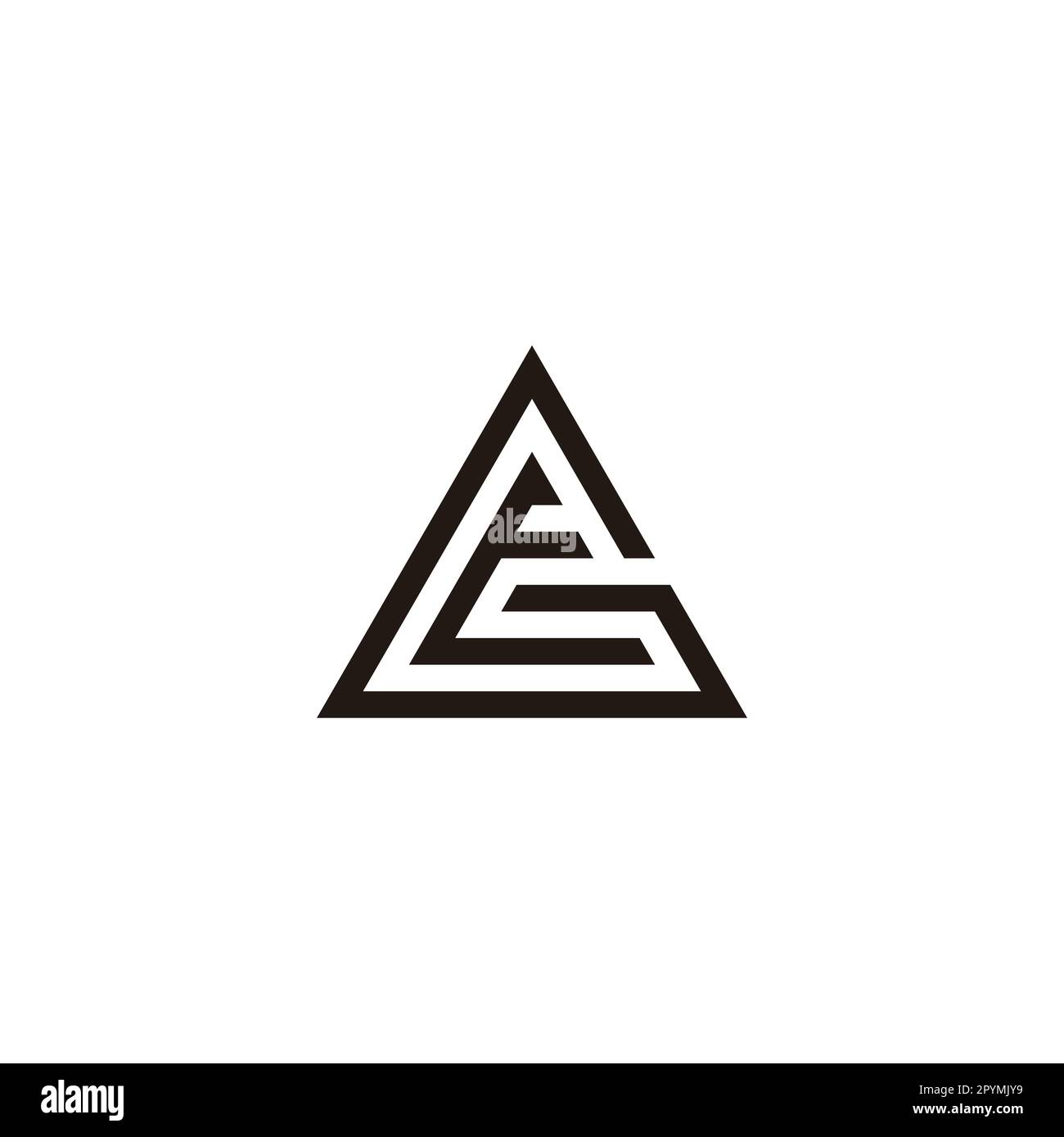 Letter E in G, triangle geometric symbol simple logo vector Stock ...
