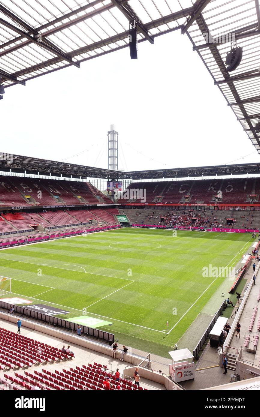 A large, open football stadium with no people in sight, from a vertical ...
