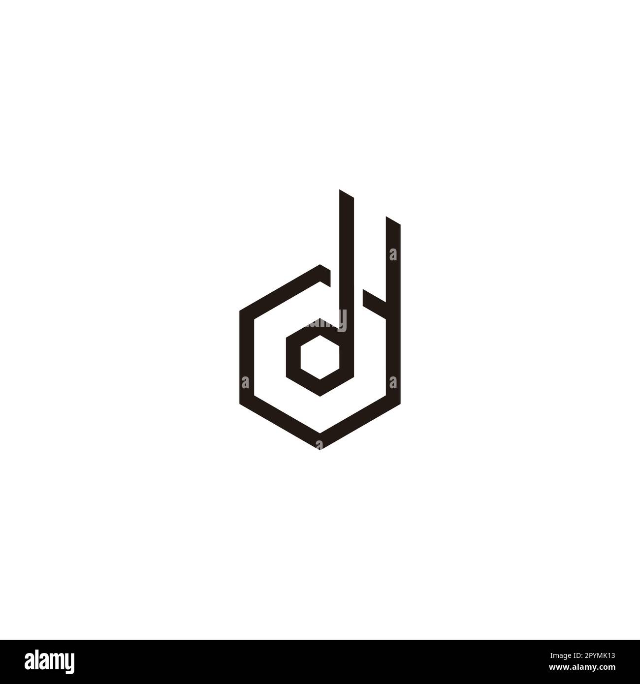 Letter d hexagon, double, line geometric symbol simple logo vector ...