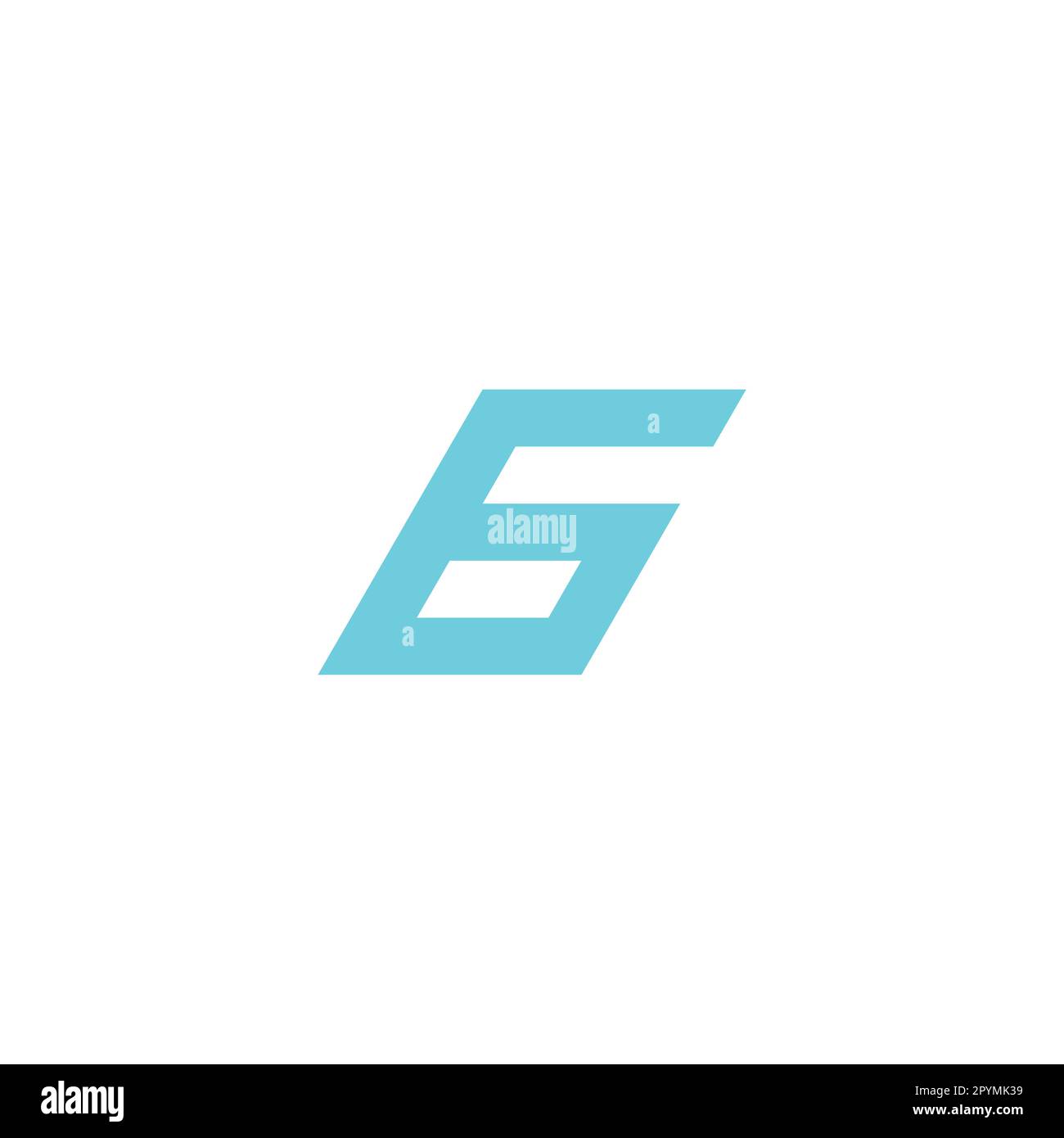 Number 6 blue, modern geometric symbol simple logo vector Stock Vector ...