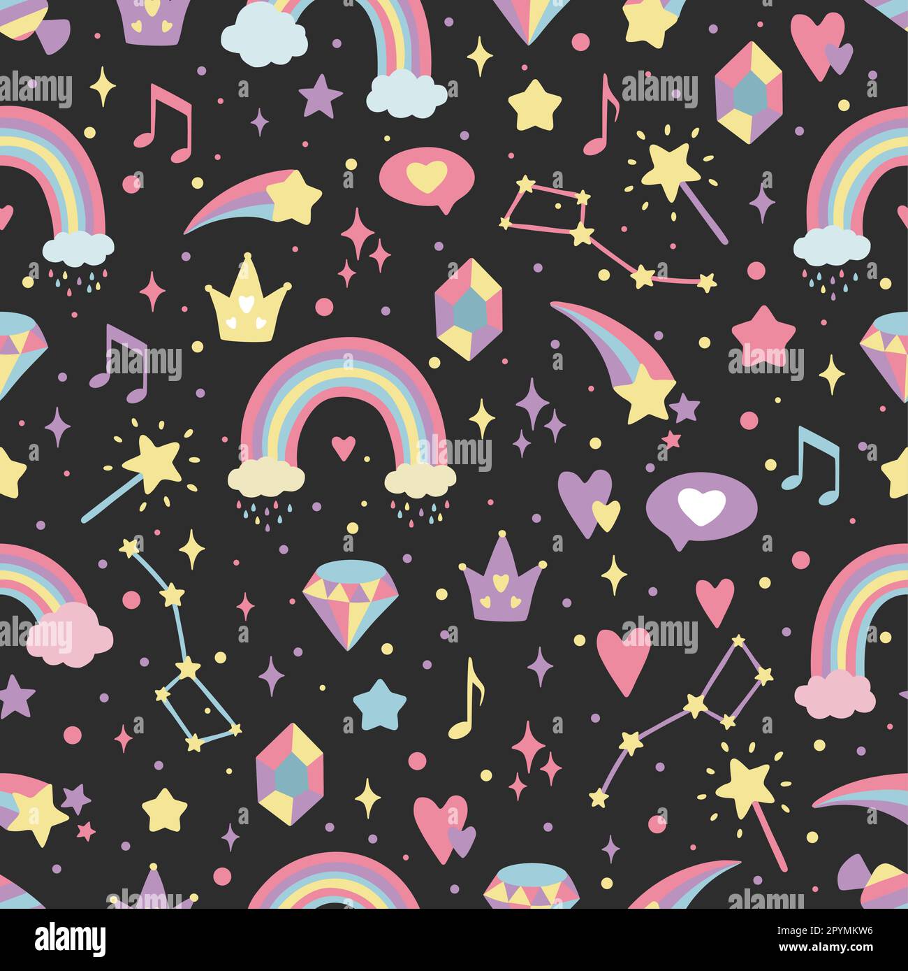 Rainbow Hearts And Stars