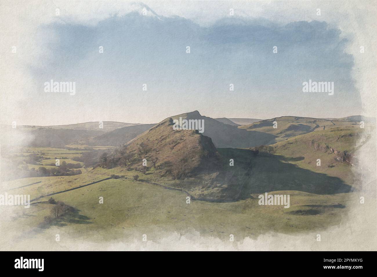 Digital watercolour painting of sunset on Parkhouse Hill and Chrome ...