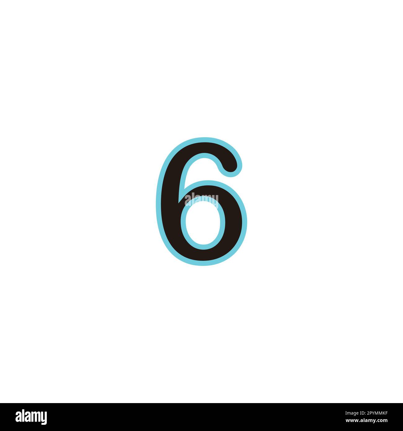 Number 6 neon, blue, geometric symbol simple logo vector Stock Vector ...