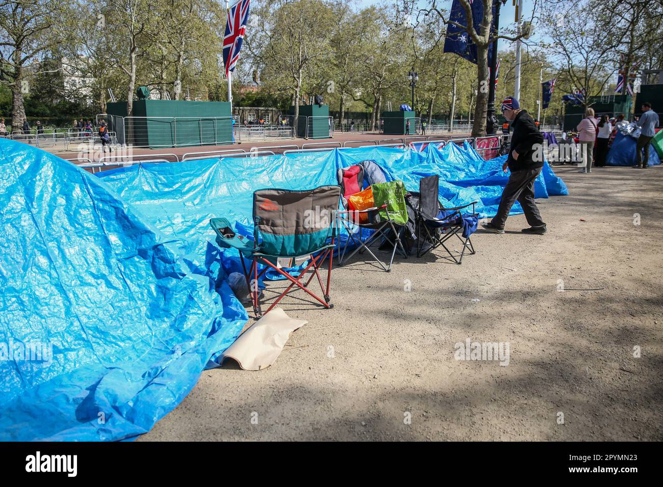 London, UK. 03rd May, 2023. Royal fans camp along The Mall in central ...