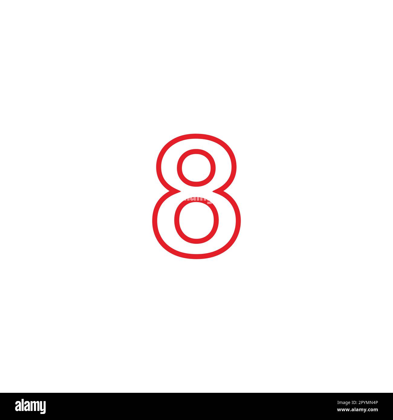 Number 8 line. red neon geometric symbol simple logo vector Stock ...