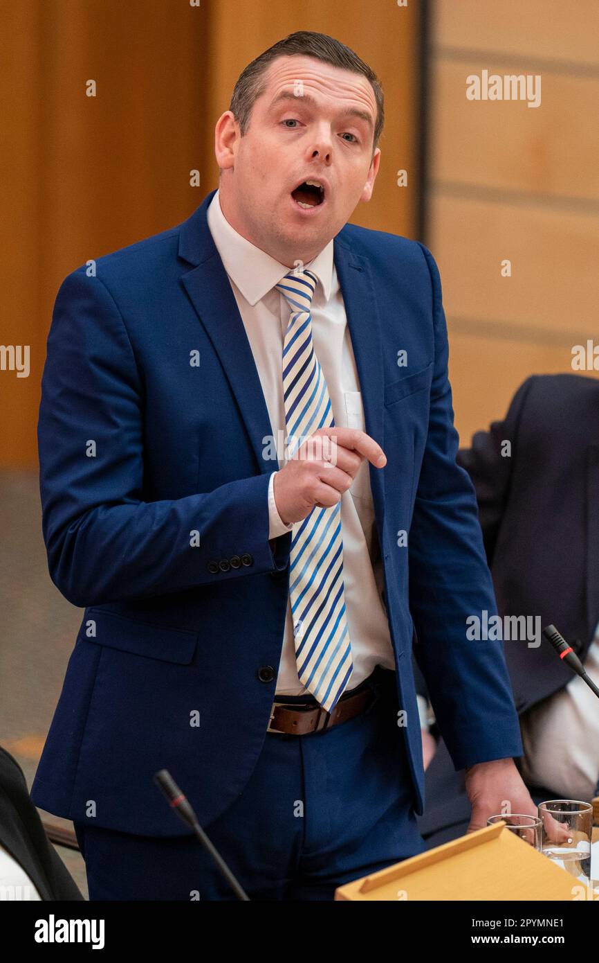 Scottish Conservative party leader Douglas Ross in the main chamber ...