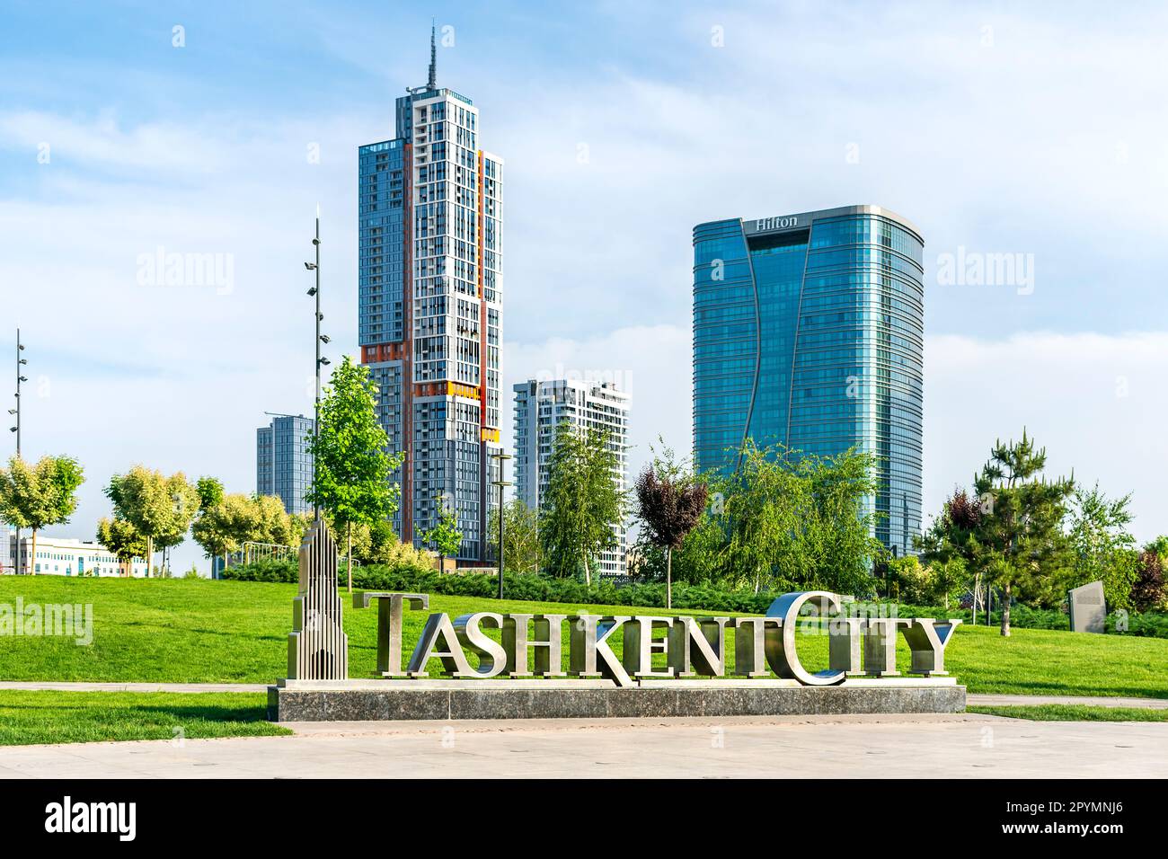 April 2023, Uzbekistan, Tashkent. Central Asia. Tashkent city district, place near building of ...