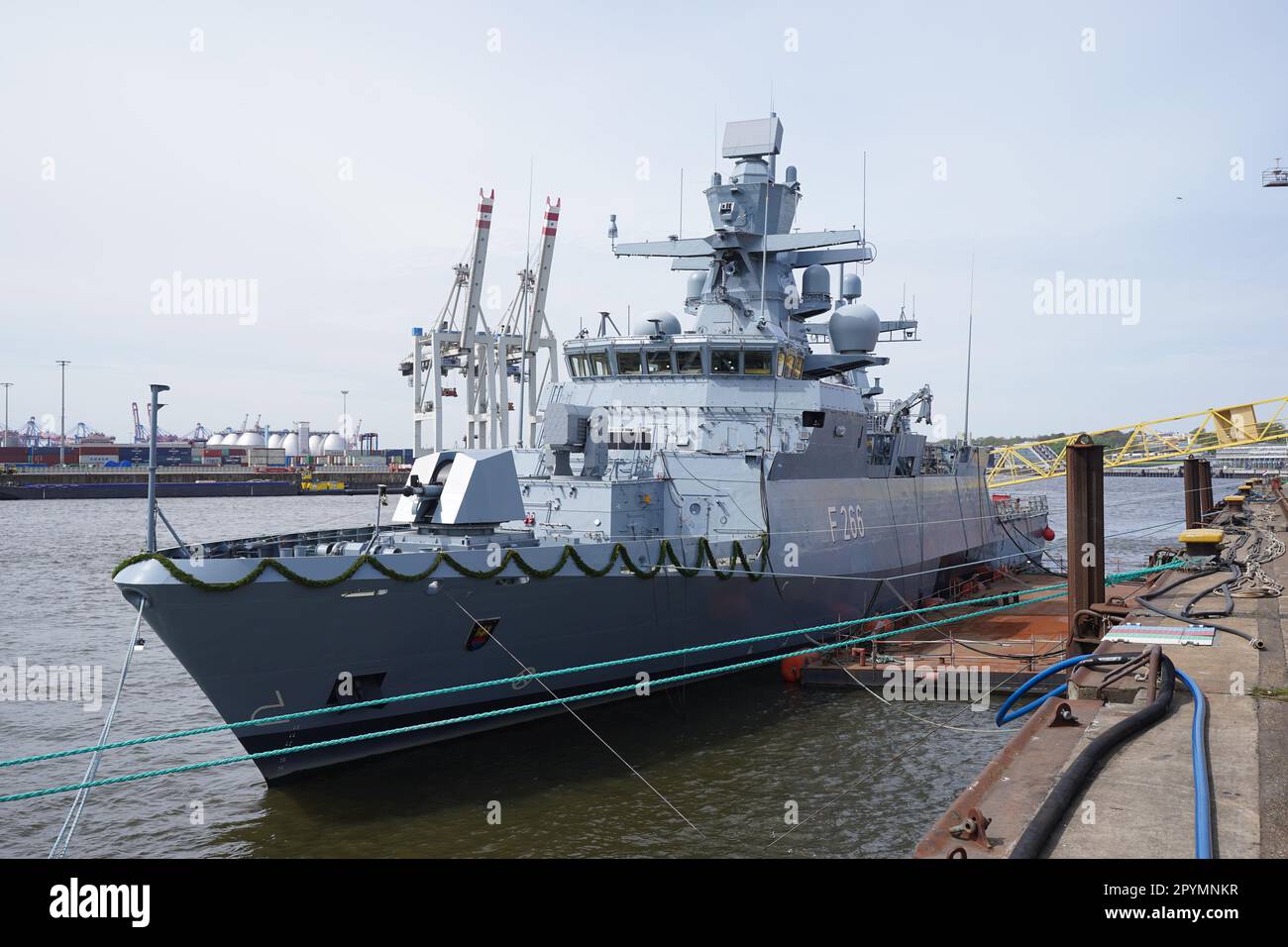 Hamburg, Germany. 04th May, 2023. The corvette F266 "Emden", second of a total of five new ships ...