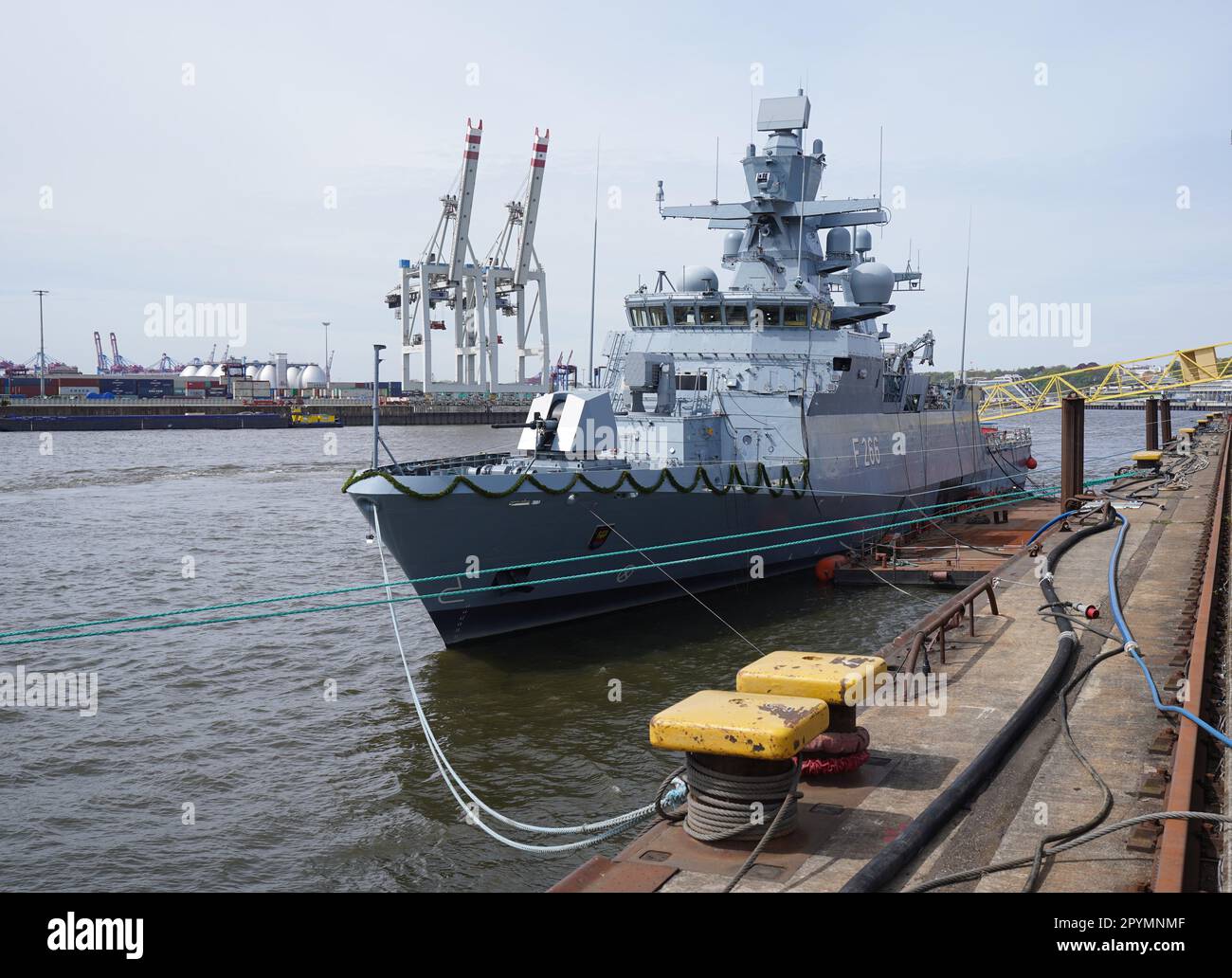 Hamburg, Germany. 04th May, 2023. The corvette F266 "Emden", second of ...