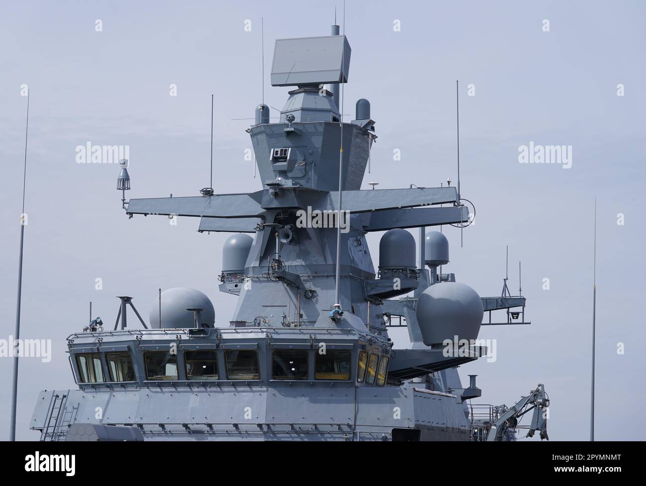 Hamburg, Germany. 04th May, 2023. The corvette F266 "Emden", second of a total of five new ships ...