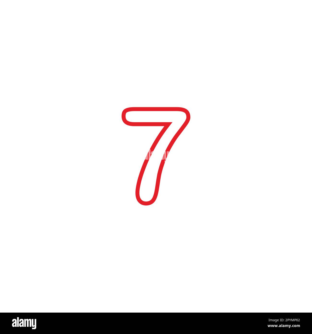 Letter Number 7 red light, line geometric symbol simple logo vector ...