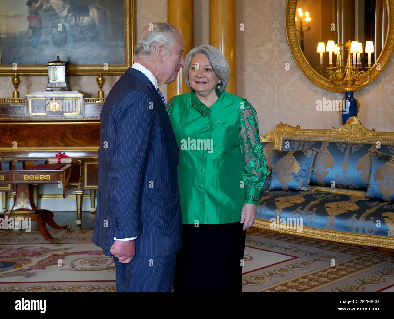King Charles III receives the H.E. The Rt Hon, Mary Simon, Governor General of Canada, during an ...
