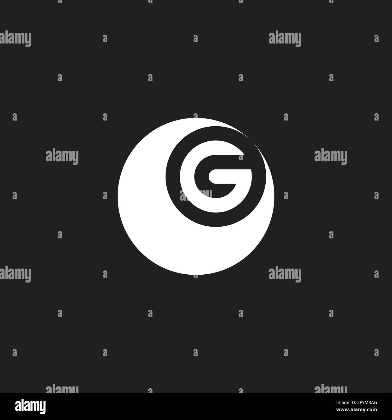 Letter G in moon, circle geometric symbol simple logo vector Stock ...