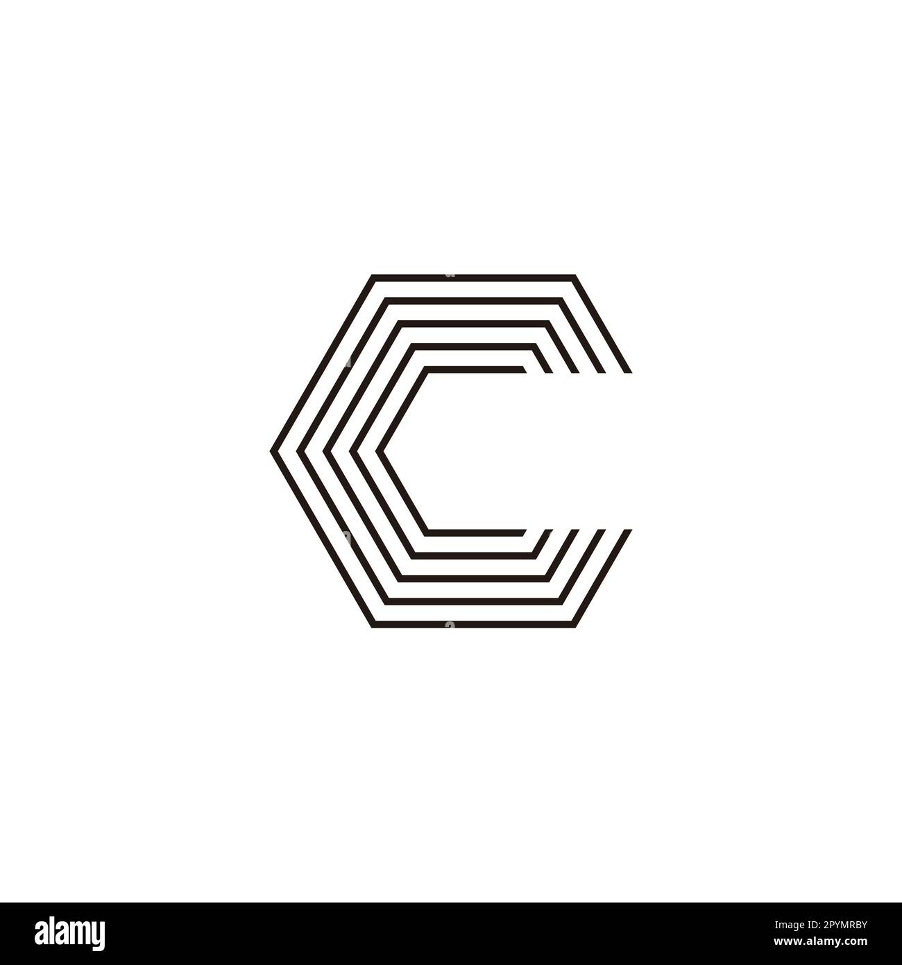 Letter C five lines, hexagon geometric symbol simple logo vector Stock ...