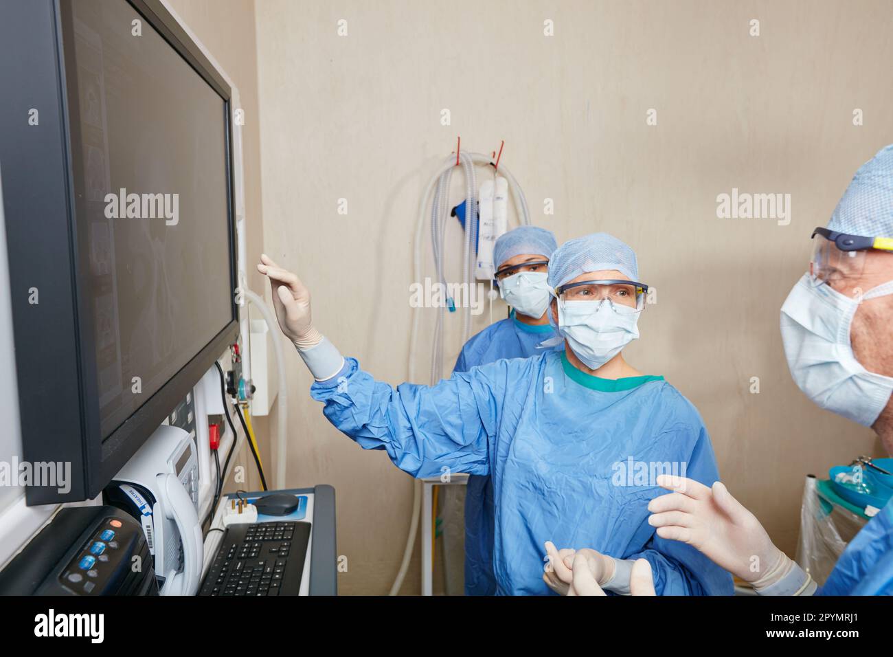 Experts in the anatomical field. a team of surgeons discussing a ...