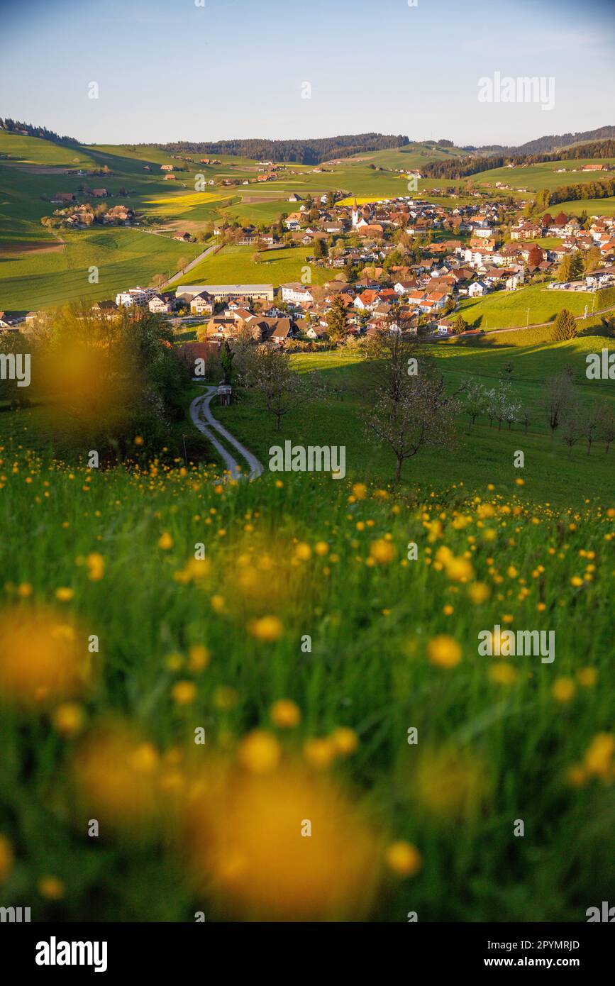 view of Biglen in Emmental during spring Stock Photo - Alamy