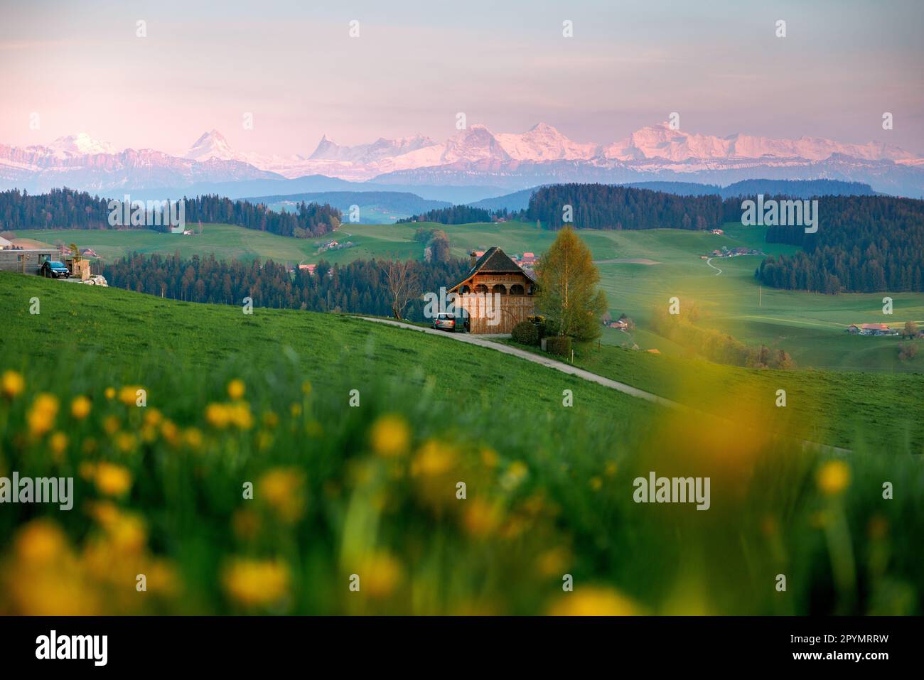 lonely, tiny farm house in Emmental with views of the Bernese Alps ...