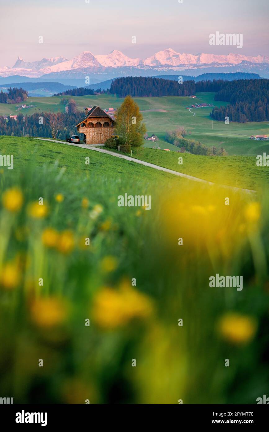 lonely, tiny farm house in Emmental with views of the Bernese Alps ...