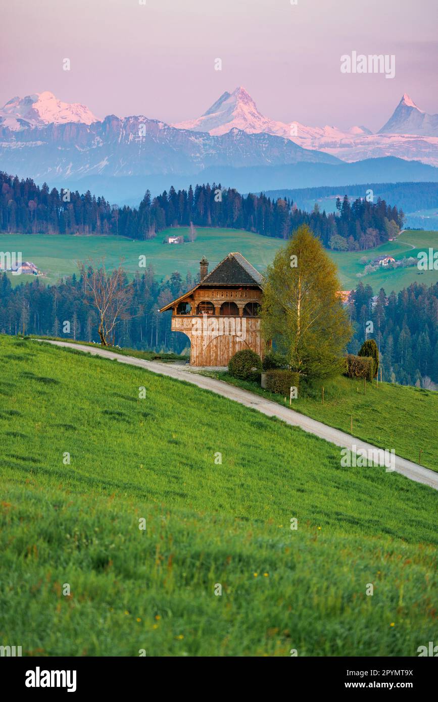 lonely, tiny farm house in Emmental with views of the Bernese Alps ...