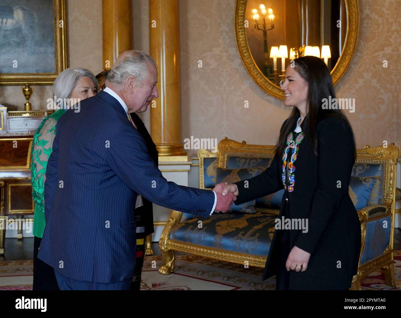 Britain's King Charles III receives Cassidy Caron, President, National ...