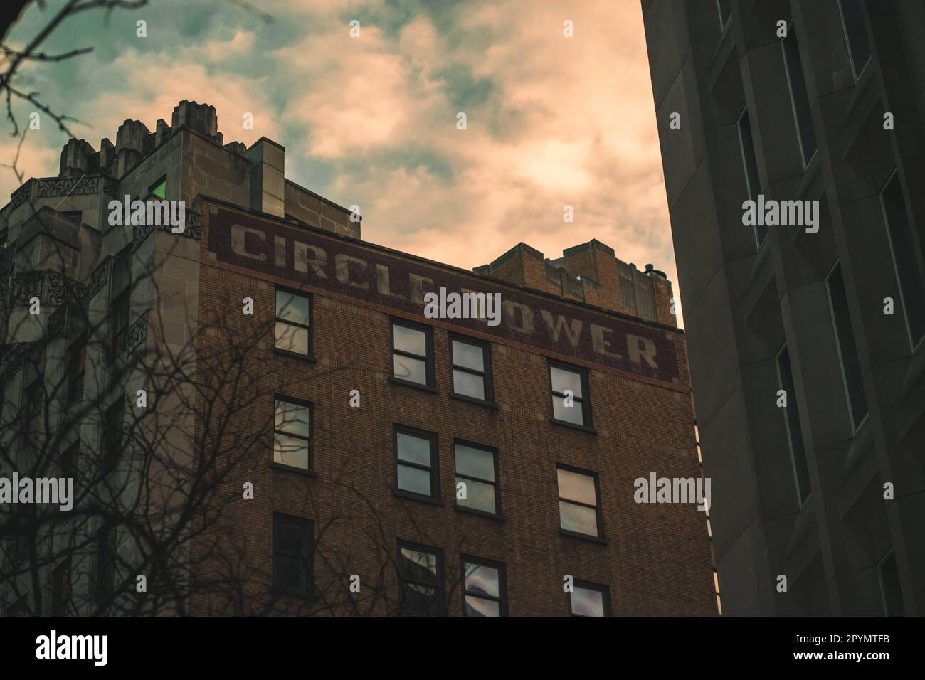 The Monument Circle in downtown Indianapolis, Indiana, a symbol of the ...
