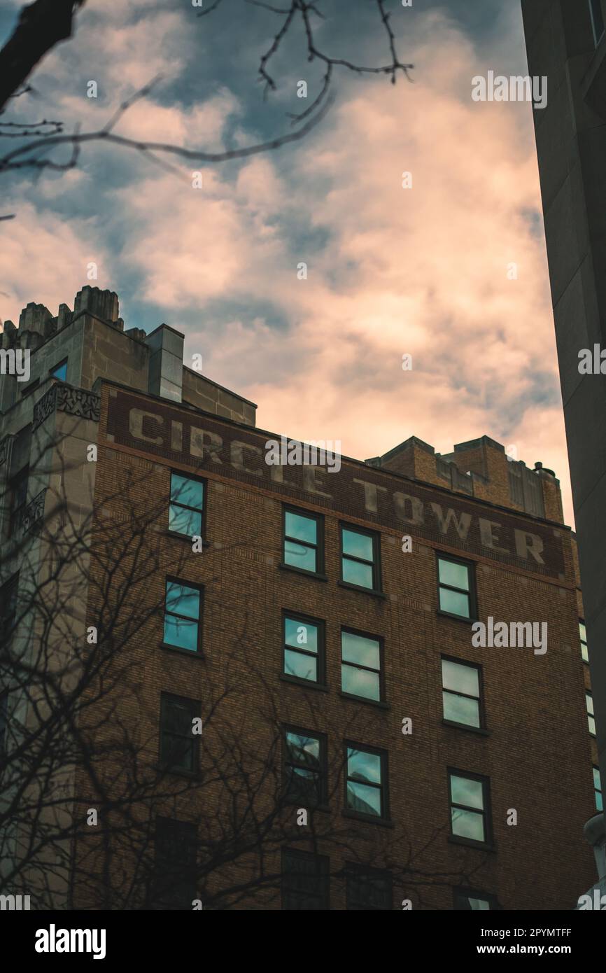 The Monument Circle in downtown Indianapolis, Indiana, a symbol of the ...