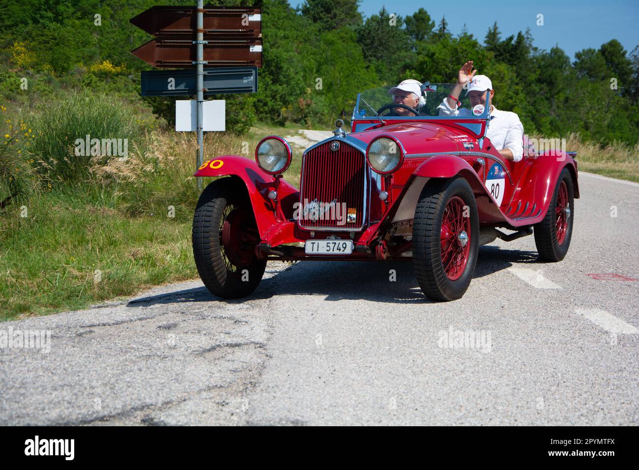 URBINO, ITALY , ALFA ROMEO 6C 1750 GRAN SPORT BRIANZA 1934 on an old ...